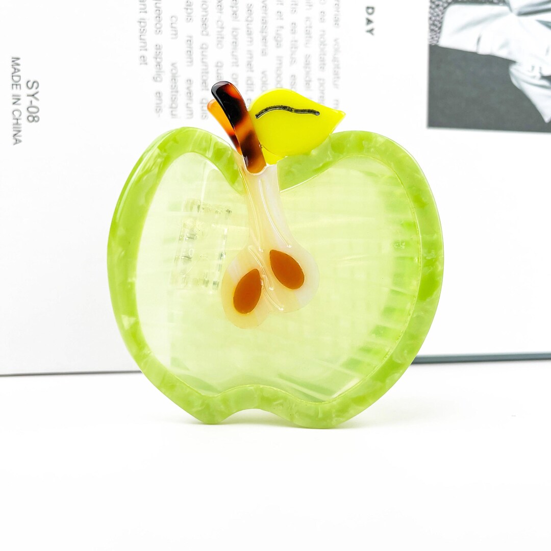 Green Apple Hair Claw Clip,simulation Fruit Claw Clip,handmade Hair ...