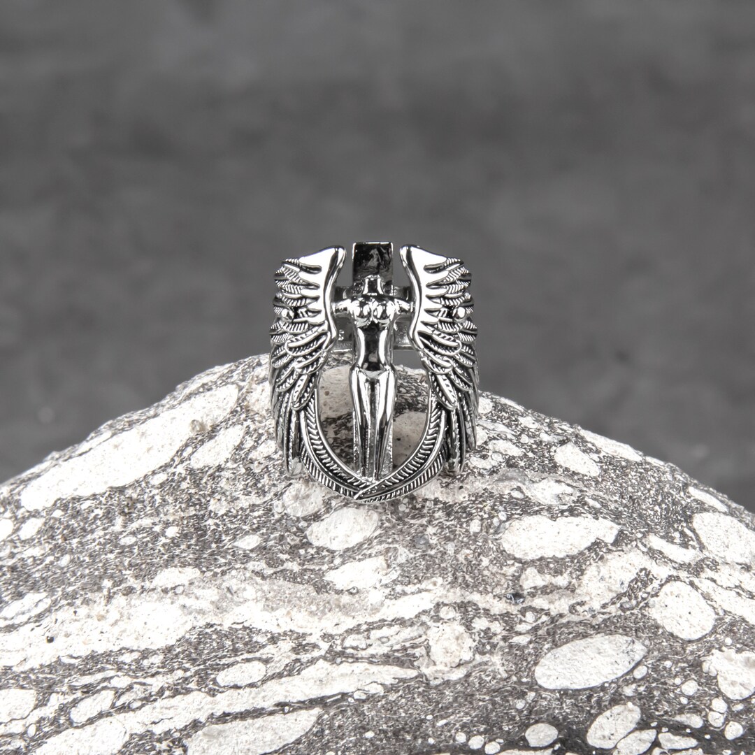 Fathers Day Gifts Vintage Wings Ring, Silver Ring for Men, Adjustable ...