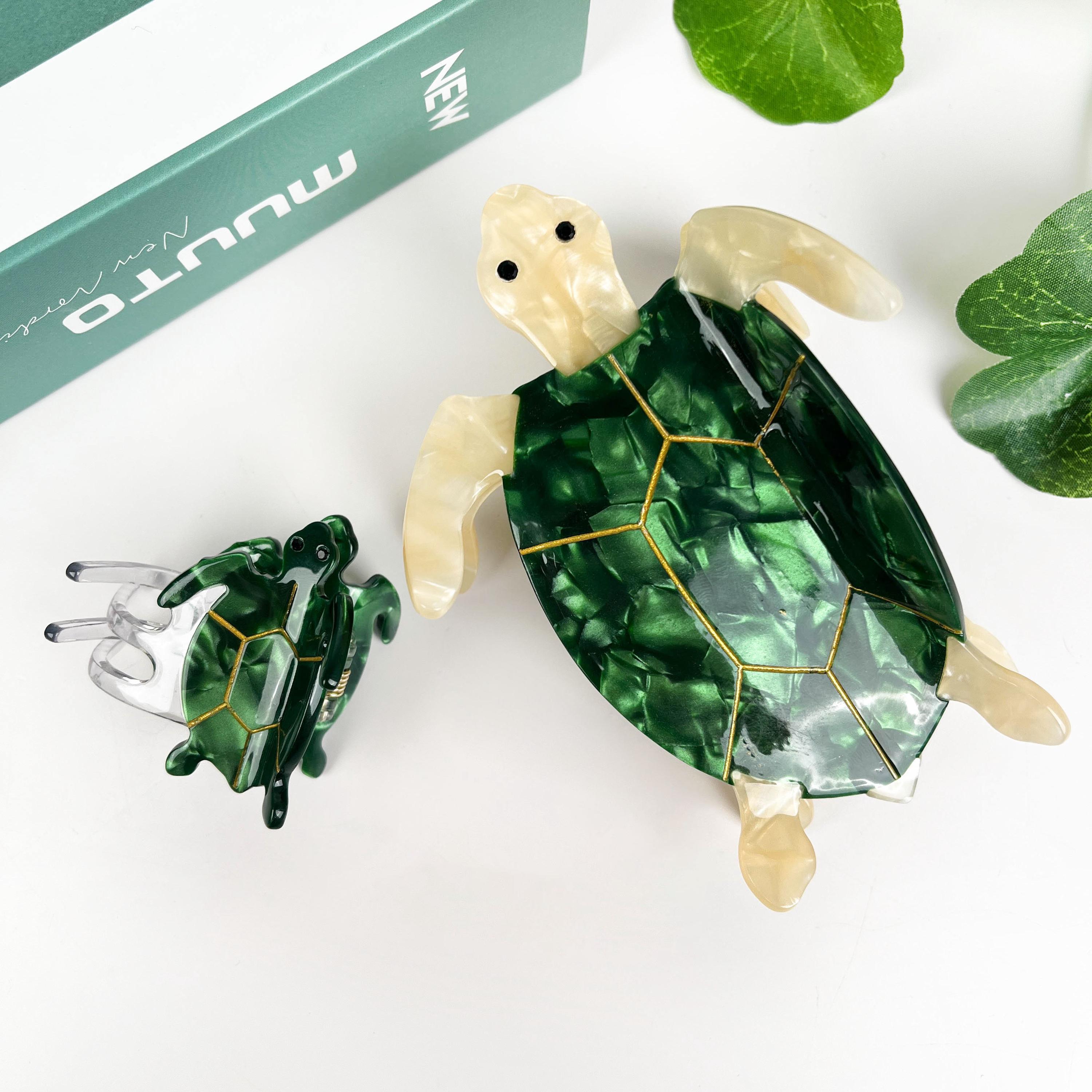 Mother and Child Turtle Hair Claw Clip 2pcs Set: Acetate Marine Animal ...