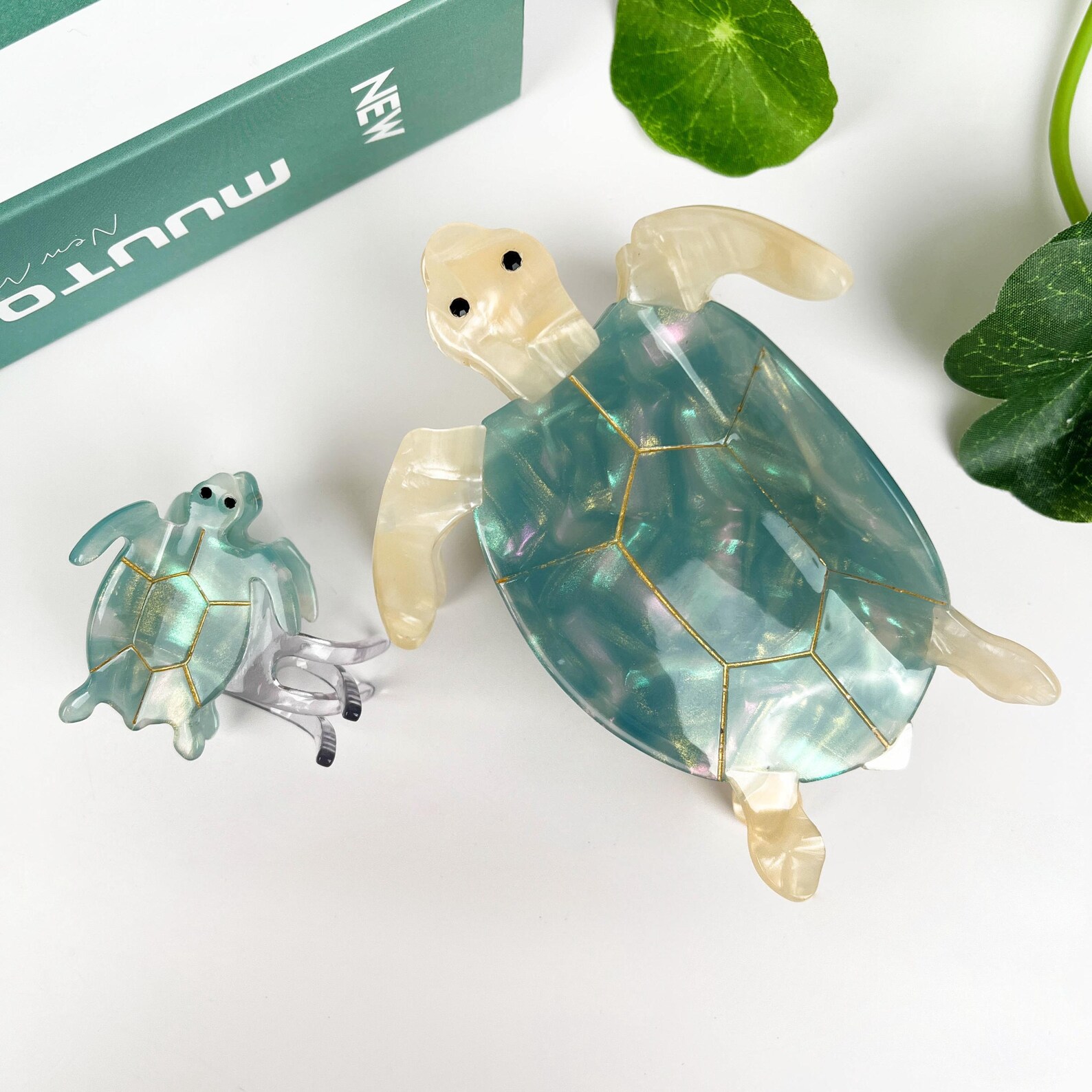 Mother and Child Turtle Hair Claw Clip 2pcs Set: Acetate Marine Animal ...