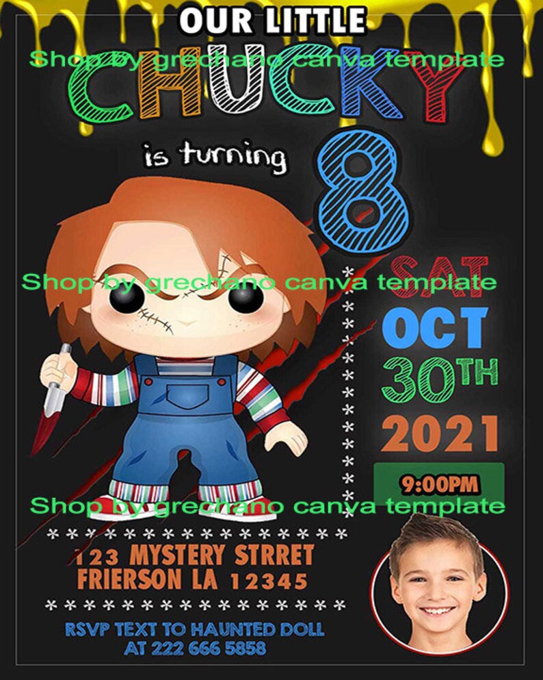 Template Custom Canva Chucky-birthday-invitation - Etsy