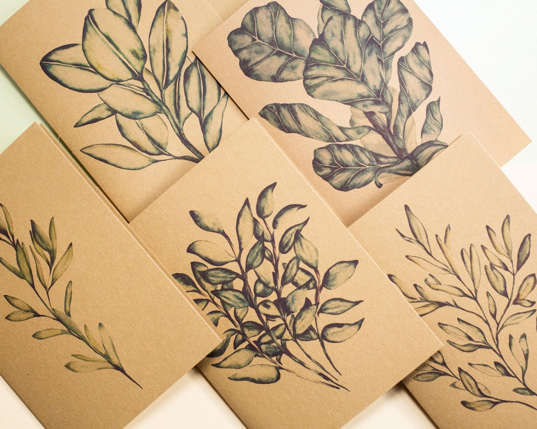 Set of 5 Handmade Cards - Recycled Paper Cards With an Art Print - Set ...