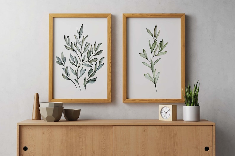 Botanical Art Print Set - Olive Branch Watercolor Art - Set of 2 Art ...