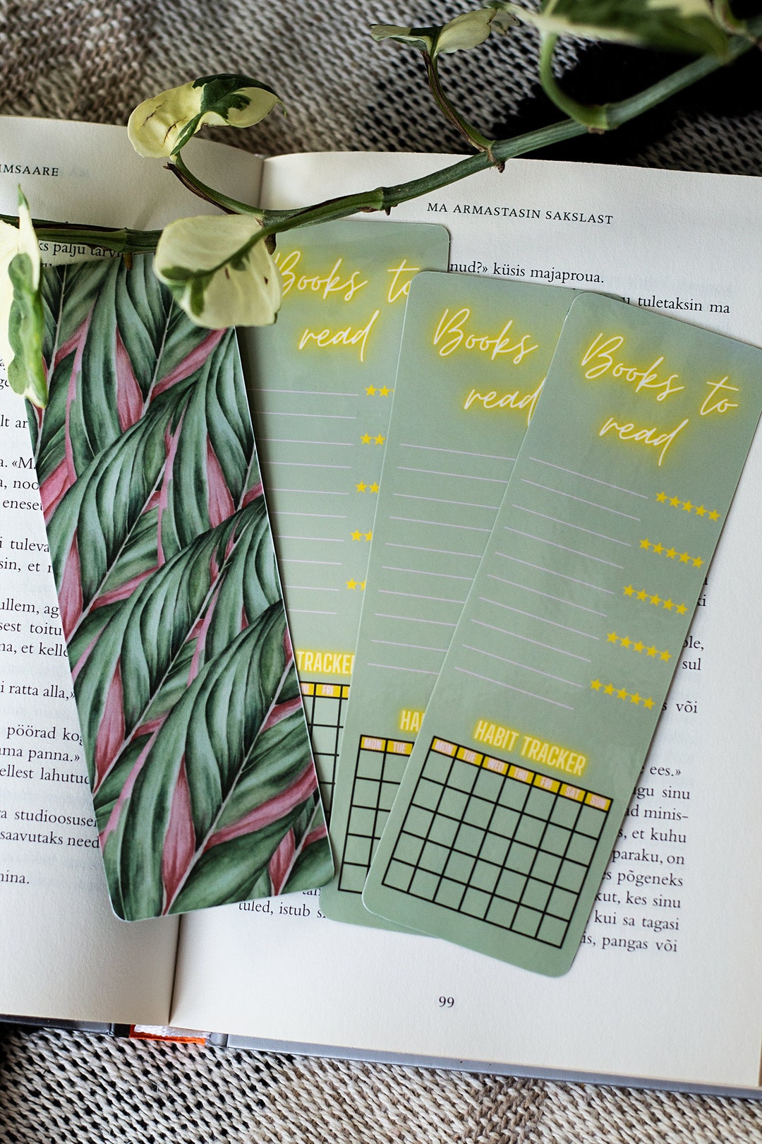Books to Read Bookmark - Habit Tracker Bookmark - Two Sided Bookmark ...