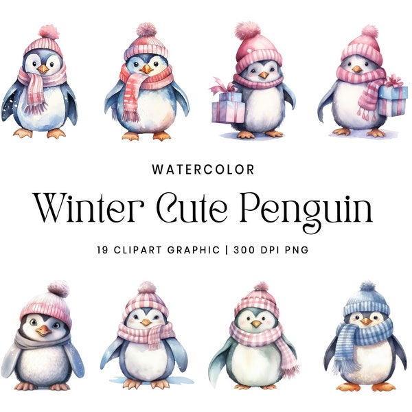 Cute Penguin Clipart - Etsy