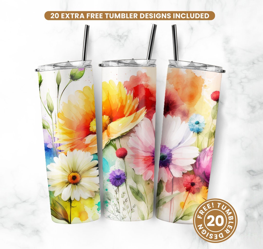 Spring Tumbler Floral Stained Glass 20oz Skinny Tumbler - Etsy
