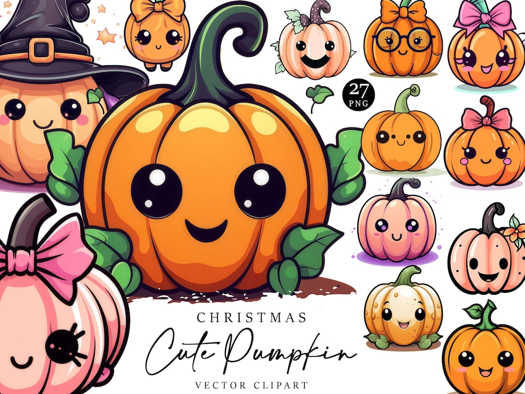 27 Cute Pumpkin Clipart Bundle Sublimation Designs Digital Prints ...