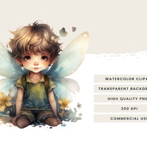 16 Watercolor Cute Fairy Baby Boy Clipart Bundle Sublimation Designs ...