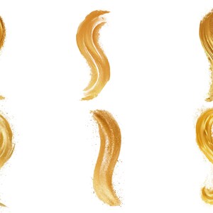 24 Sparkling Gold Glitter and Foil Brushstroke Clipart Bundle ...