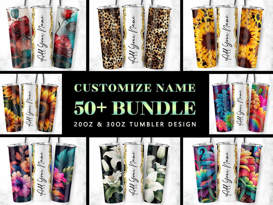 Custom Name Sublimation Tumbler Design Bundle, Personalized Tumbler ...