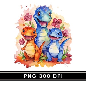 Watercolor Cute Dinosaur Friends Clipart Bundle Instant Download ...