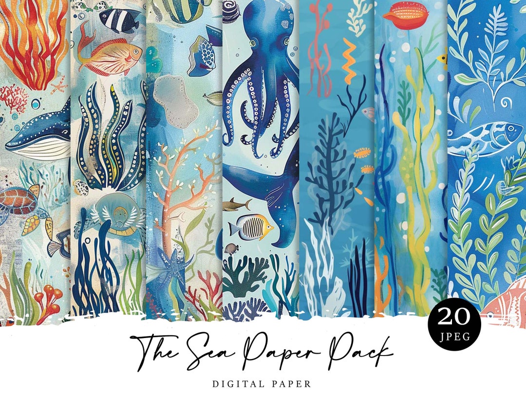 Under the Sea Paper Pack Digital Paper Junk Journal, Digital Download ...