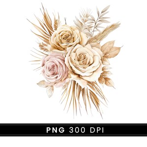 Watercolor Boho Floral Clipart Bundle Sublimation Designs, Digital ...