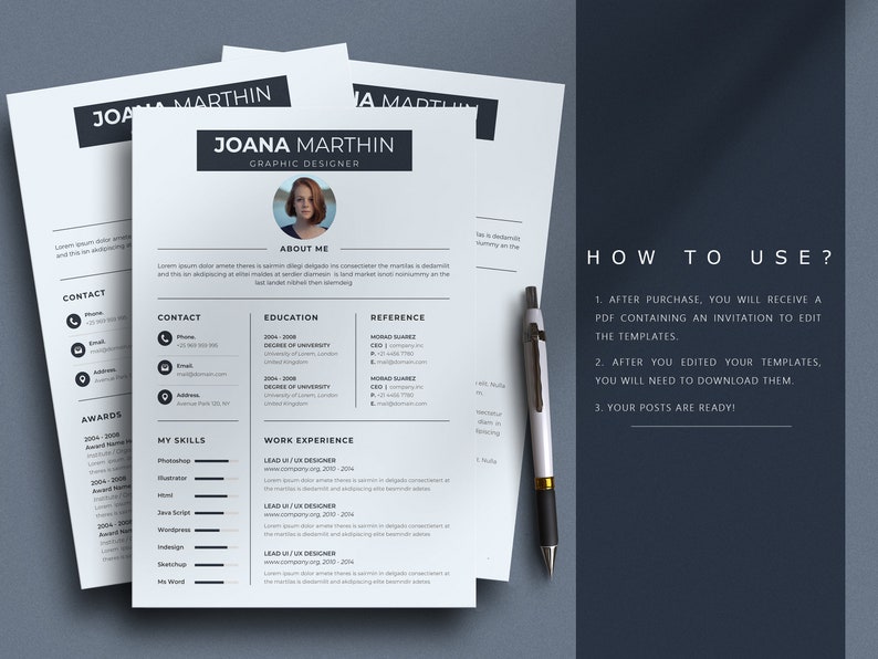 Canvas Resume Template Canva Resumes Best Resume Templates Etsy