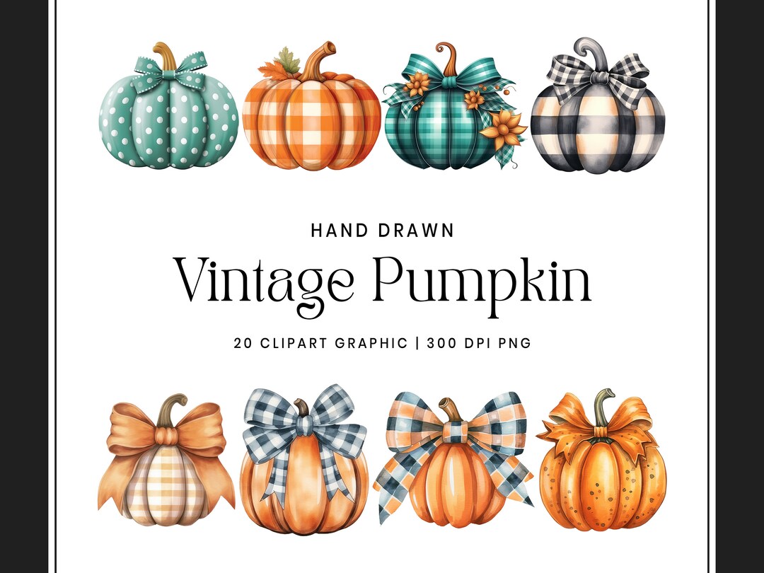 Hand Drawn Vintage Pumpkin Clipart Bundle Digital Download - Etsy