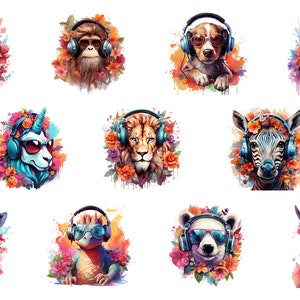 21 Watercolor Chill Summer Animals Clipart Bundle Digital Download ...