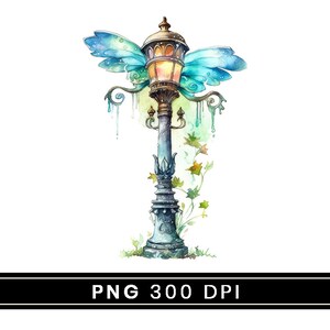 Watercolor Lamp Post Clipart Bundle Digital Download, Sublimation ...
