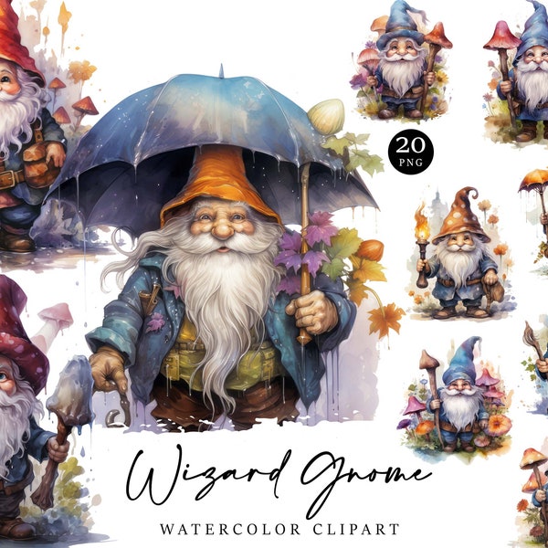 Watercolor Gnomes Clipart - Etsy