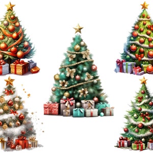 21 Watercolor Christmas Tree Clipart Bundle Sublimation Designs ...