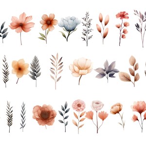 128 Watercolor Vintage Flower Clipart Bundle Printable Art Sublimation ...
