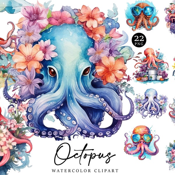 Octopus Clipart - Etsy