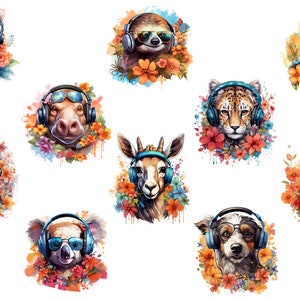 21 Watercolor Chill Summer Animals Clipart Bundle Digital Download ...