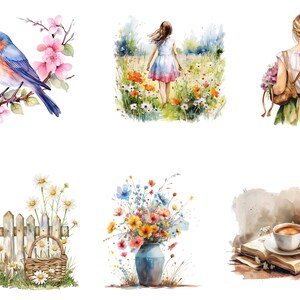 20 Watercolor Spring Wild Flower Clipart Bundle Sublimation Designs ...