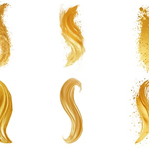 24 Sparkling Gold Glitter and Foil Brushstroke Clipart Bundle ...