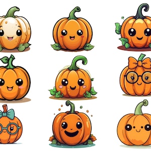 27 Cute Pumpkin Clipart Bundle Sublimation Designs Digital Prints ...
