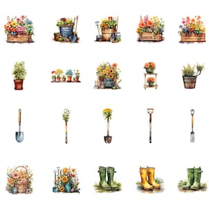 Watercolor Garden Clipart Bundle Digital Download Sublimation - Etsy