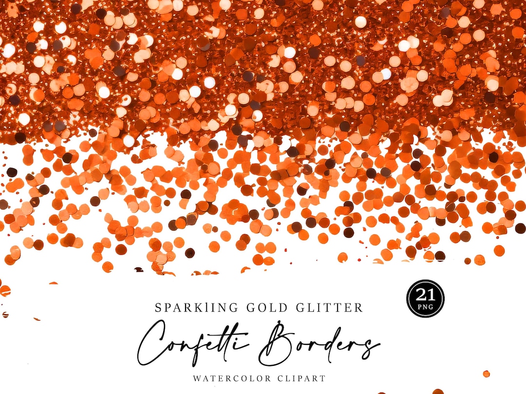 Sparkling Gold Glitter Confetti Borders Clipart Bundle Sublimation ...