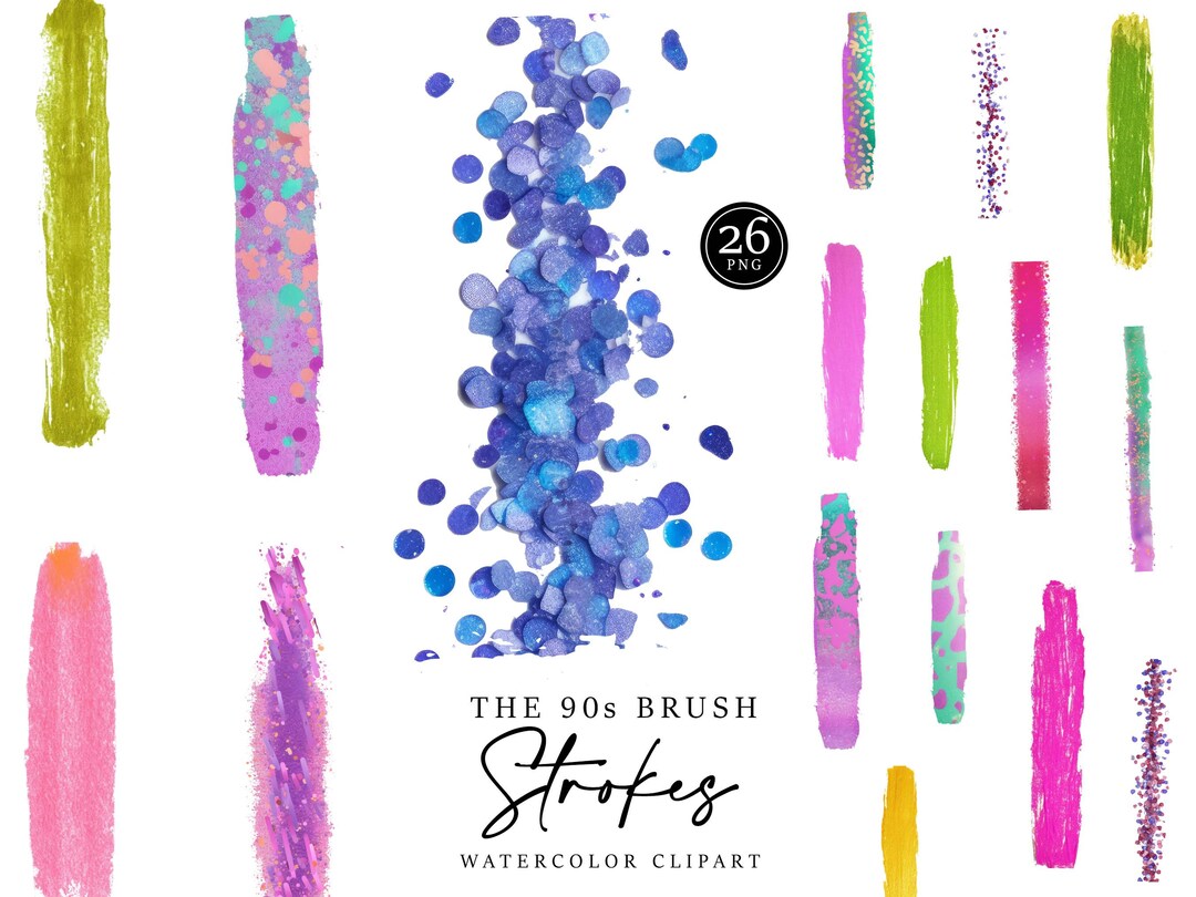 26 the 90s Brush Strokes Clipart Bundle Sublimation Designs, Digital ...