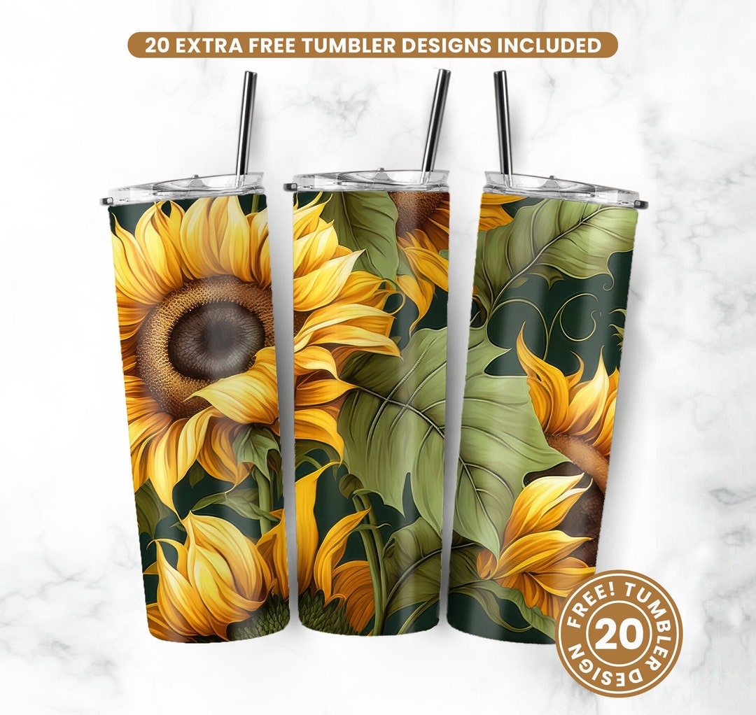 Alcohol Ink Big Sunflower Tumbler Seamless Design, Sunflower Wrap ...