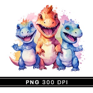 Watercolor Cute Dinosaur Friends Clipart Bundle Instant Download ...