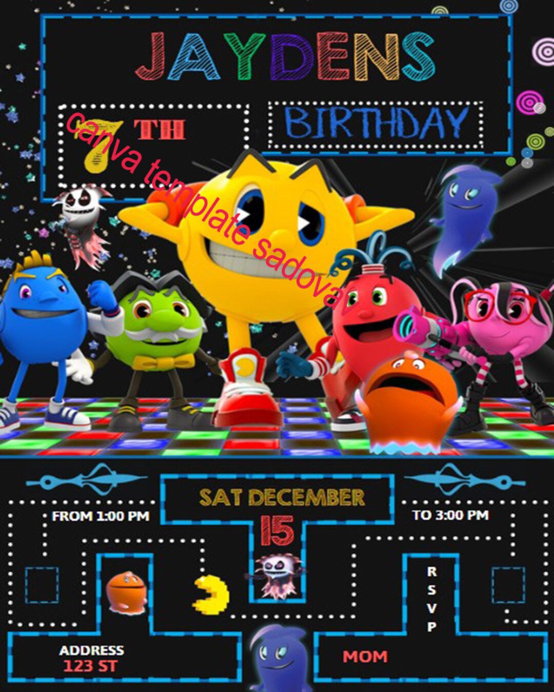Pacman Birthday Party Invitation - Etsy