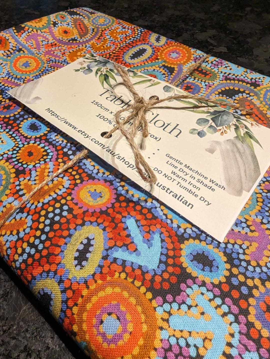 Indigenous Print Tablecloth, Australian Gift, Earthy Tone Decor (150cm ...