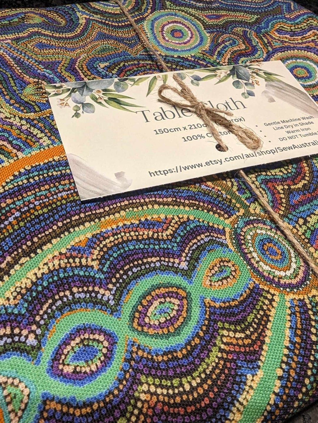 Goanna Dreaming Greens Indigenous Print Tablecloth/unique Australian ...