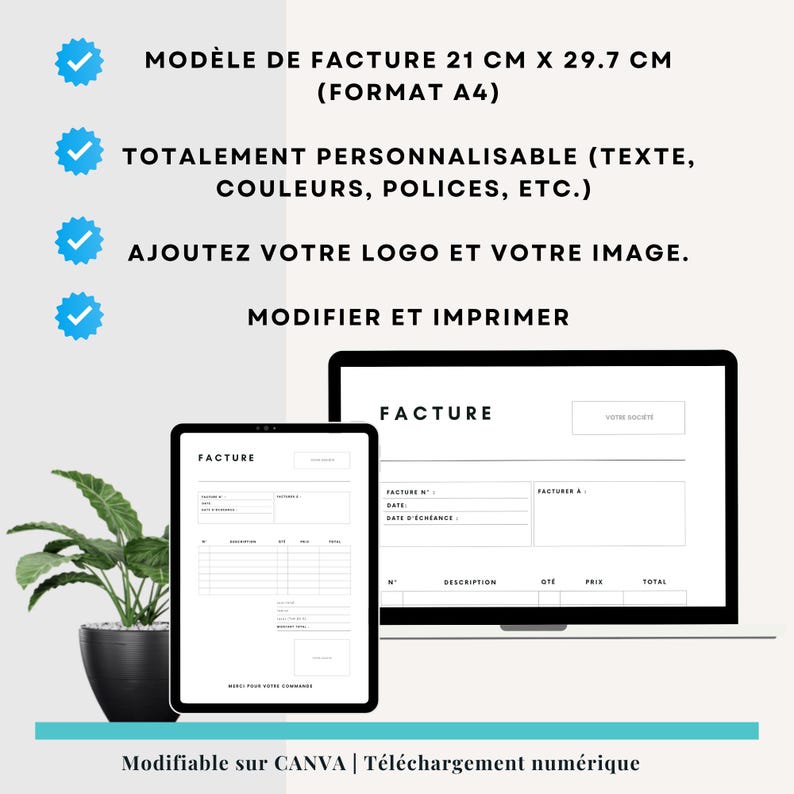 Simple French Invoice, Printable Invoice Template, French Invoice ...