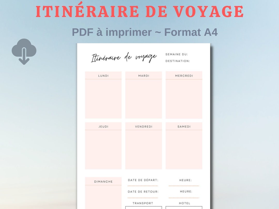 Planner Voyage Planning à Imprimer Planning Voyage - Etsy