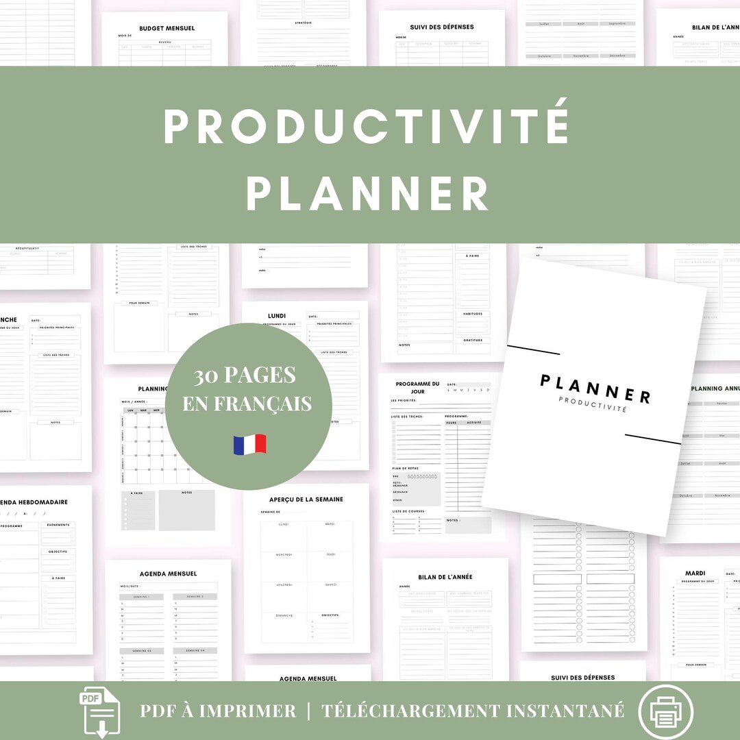 Productivity Planner, French Printable Planner 2025, French Personal ...