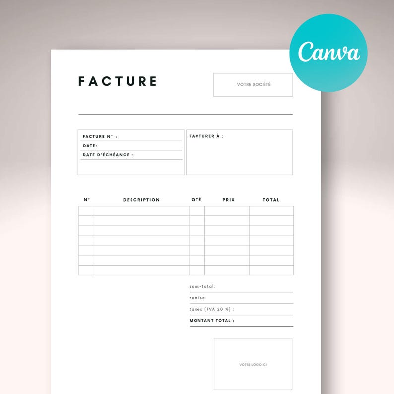 Simple French Invoice, Printable Invoice Template, French Invoice ...
