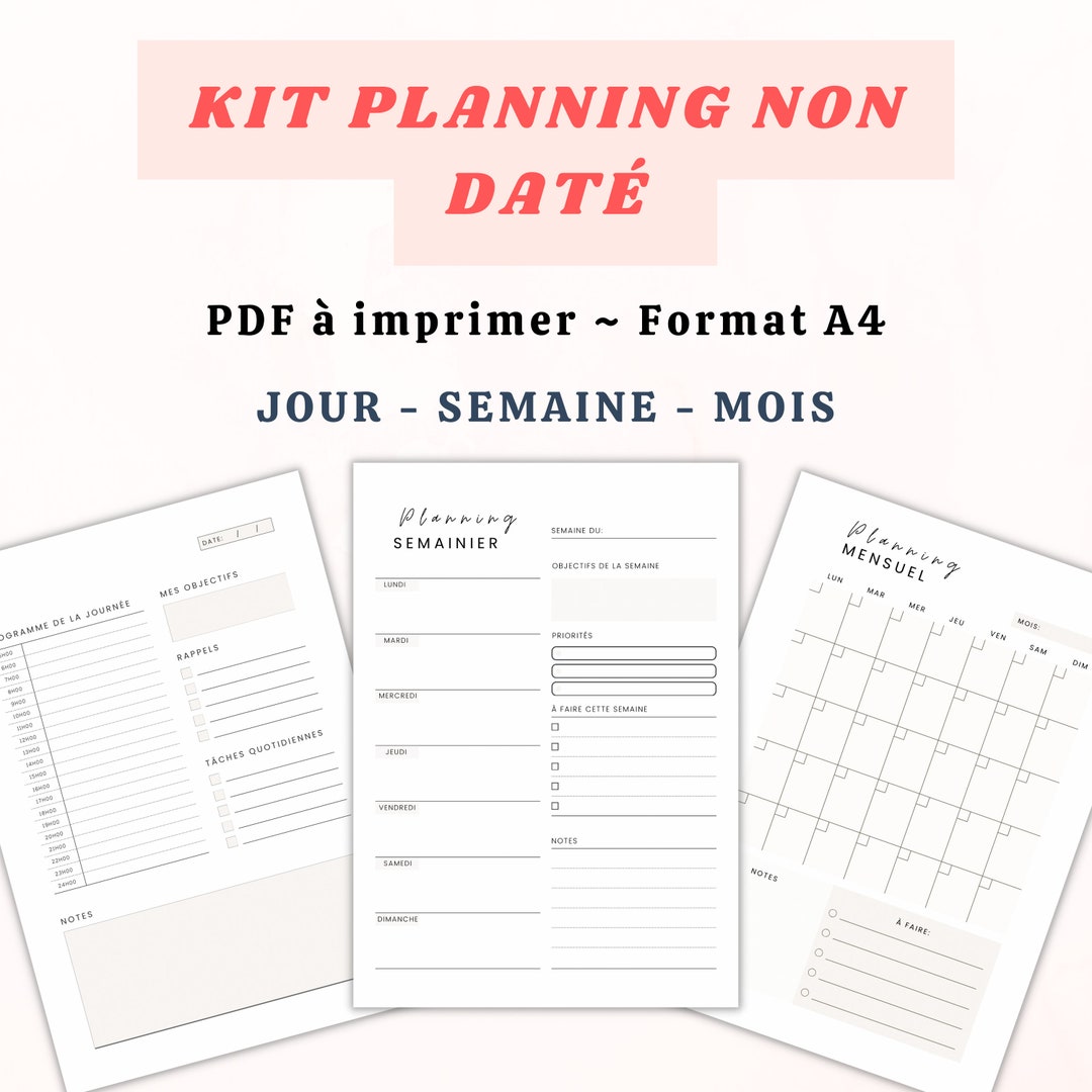 PDF Planner, French Organization Sheet, Printable Planner, Digital ...