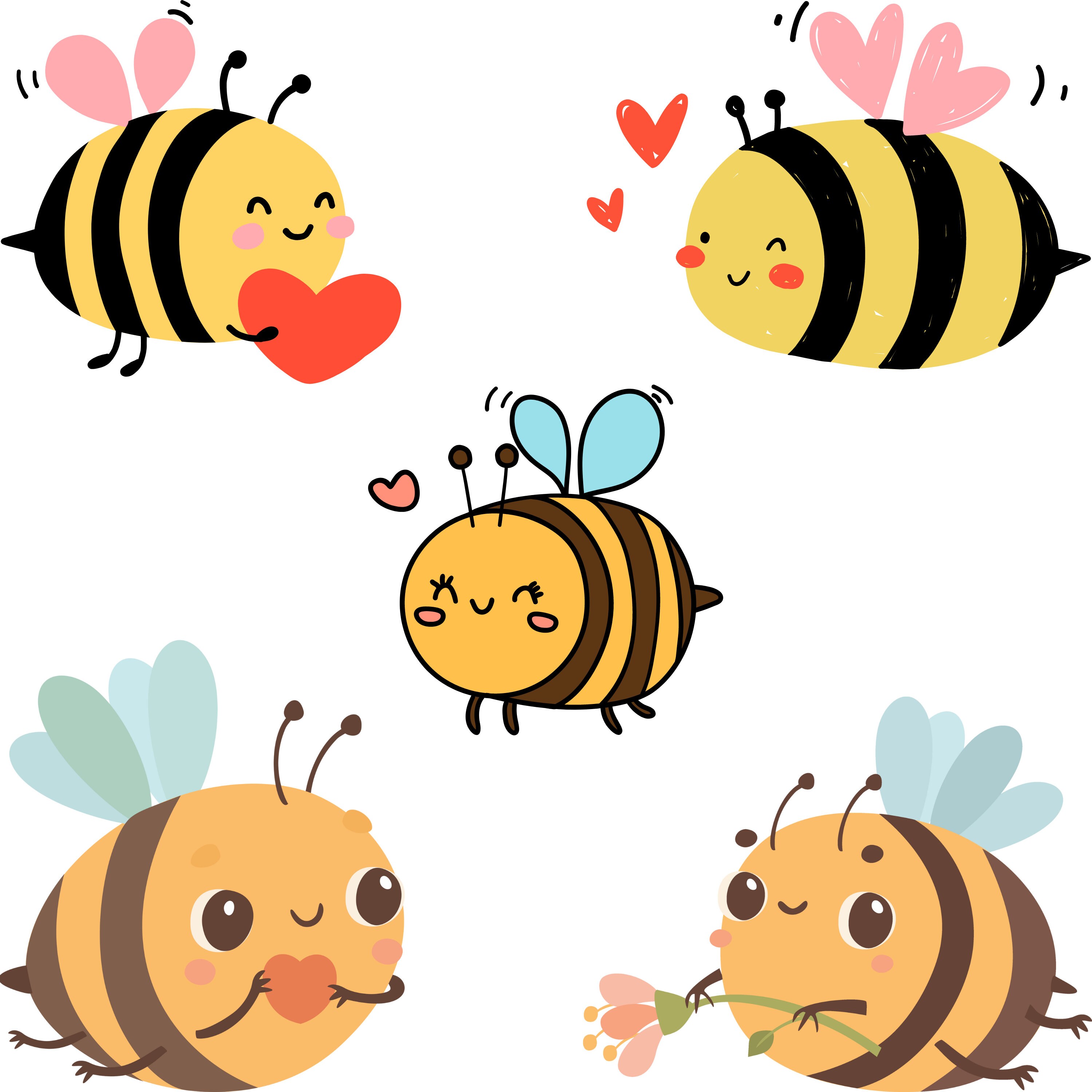 Honey Bee Svg Bundle, Cute Bee Svg, Hand Drawn Honey Bee Svg, Love Bee ...