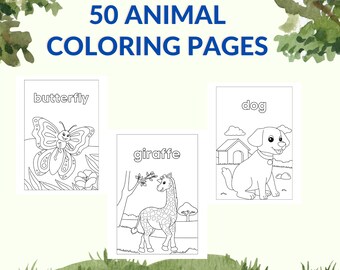 Animal Coloring Pages Bundle, Coloring Pages for Kids, Cute Animal ...