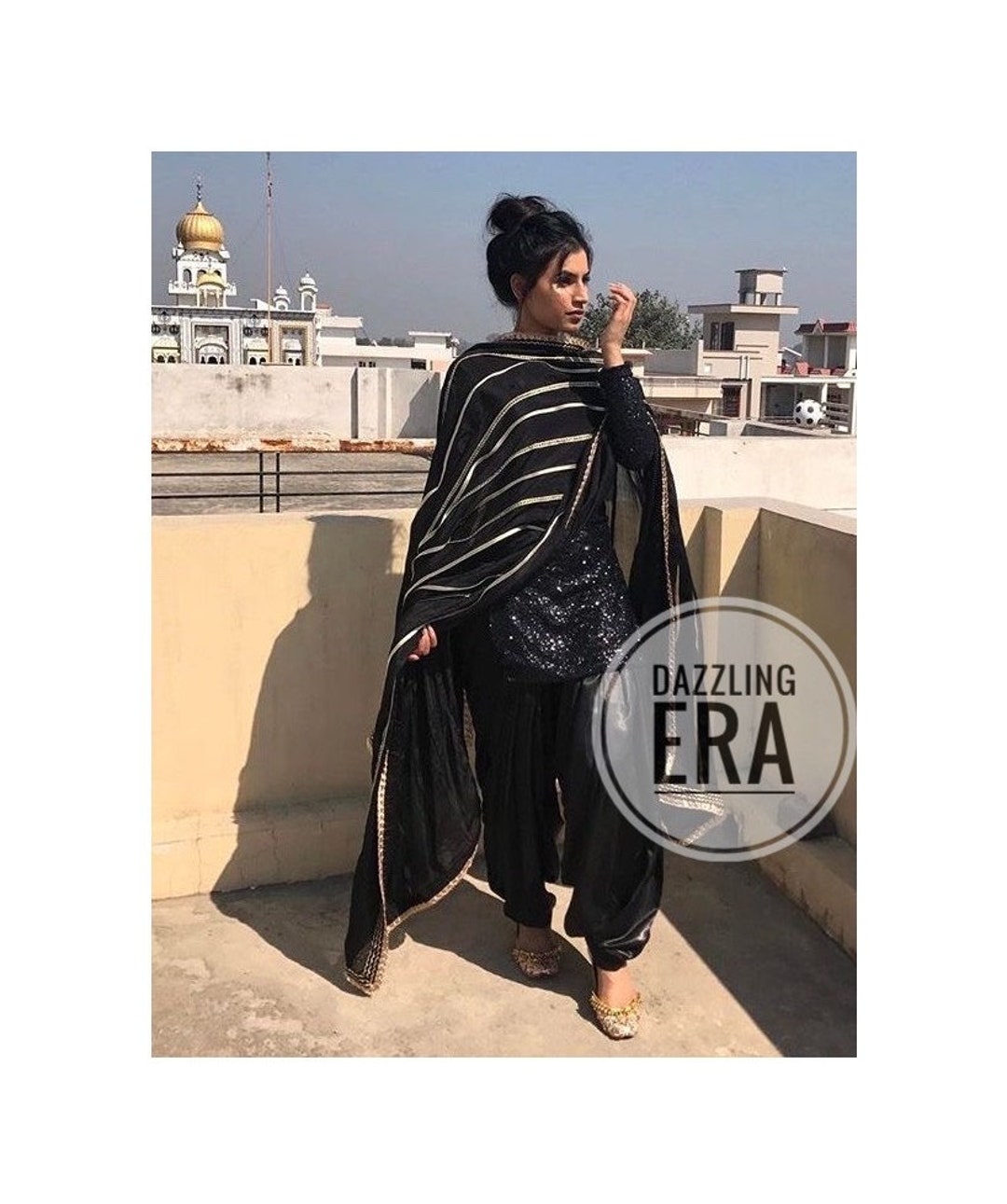 Salwar Kameez Suit Punjabi Patiala Satin Shalwar Black Sequinces Kurta ...