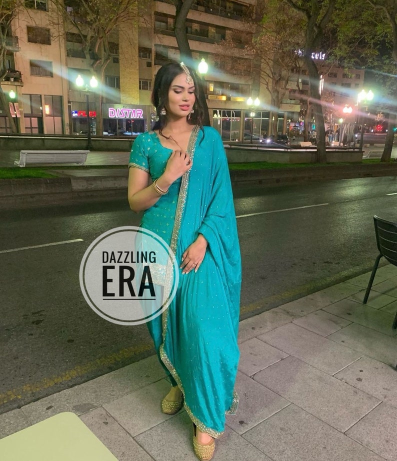 Exclusive Punjabi Silk Salwar Kameez Blue Punjabi Patiala Suit - Etsy