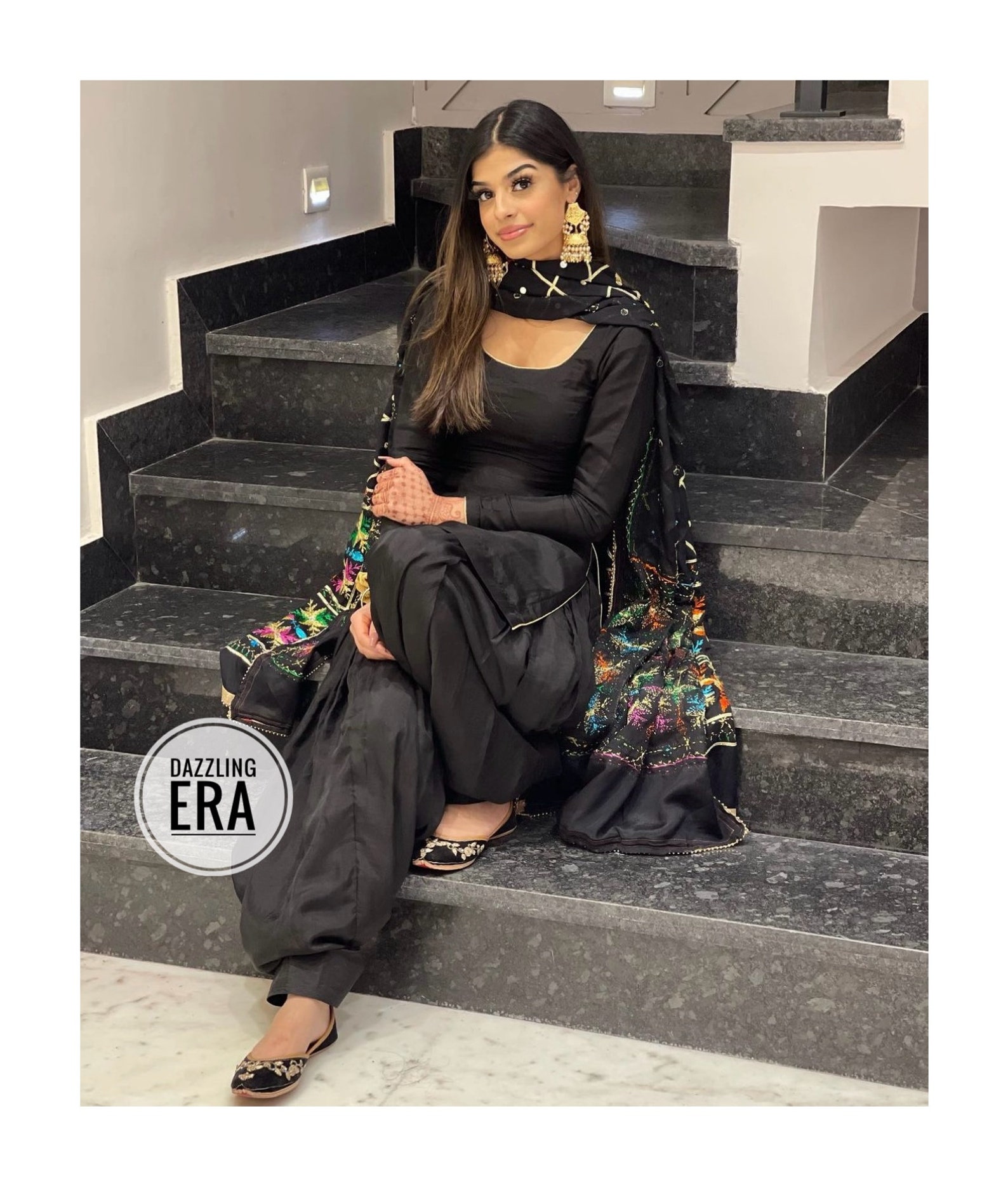 Salwar Kameez Suit Punjabi Patiala Silk Suit Heavy Dupatta Black ...