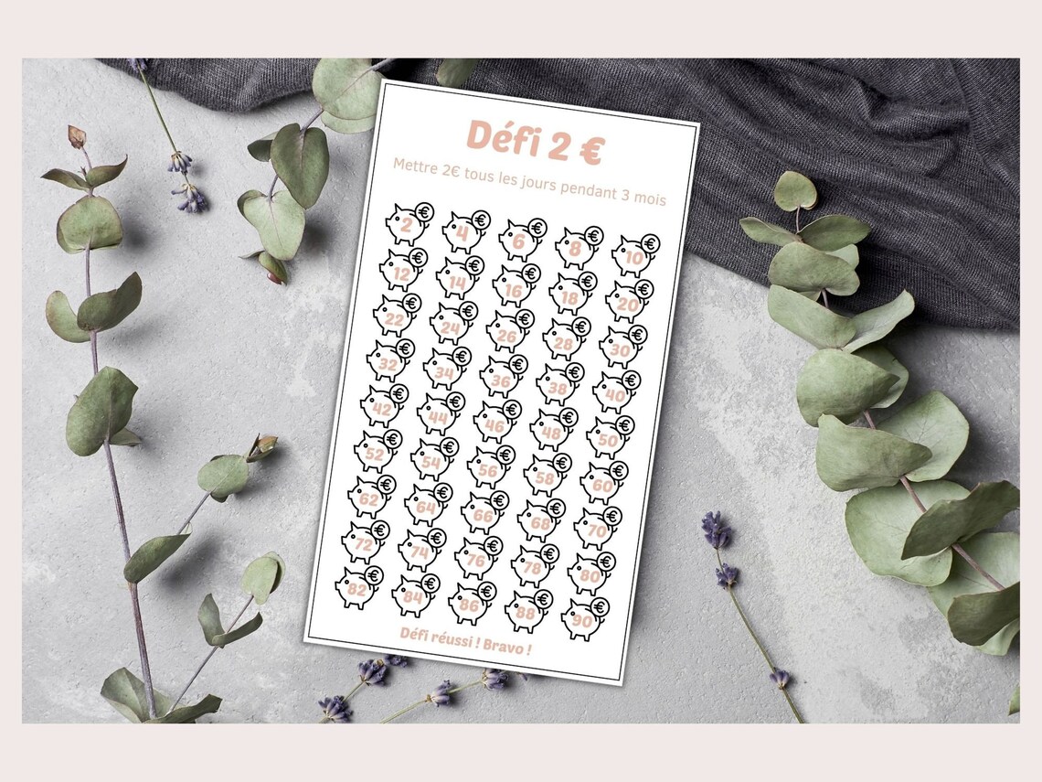 Fiche Défi 2 Euros Téléchargeable Pour économiser - Etsy Singapore