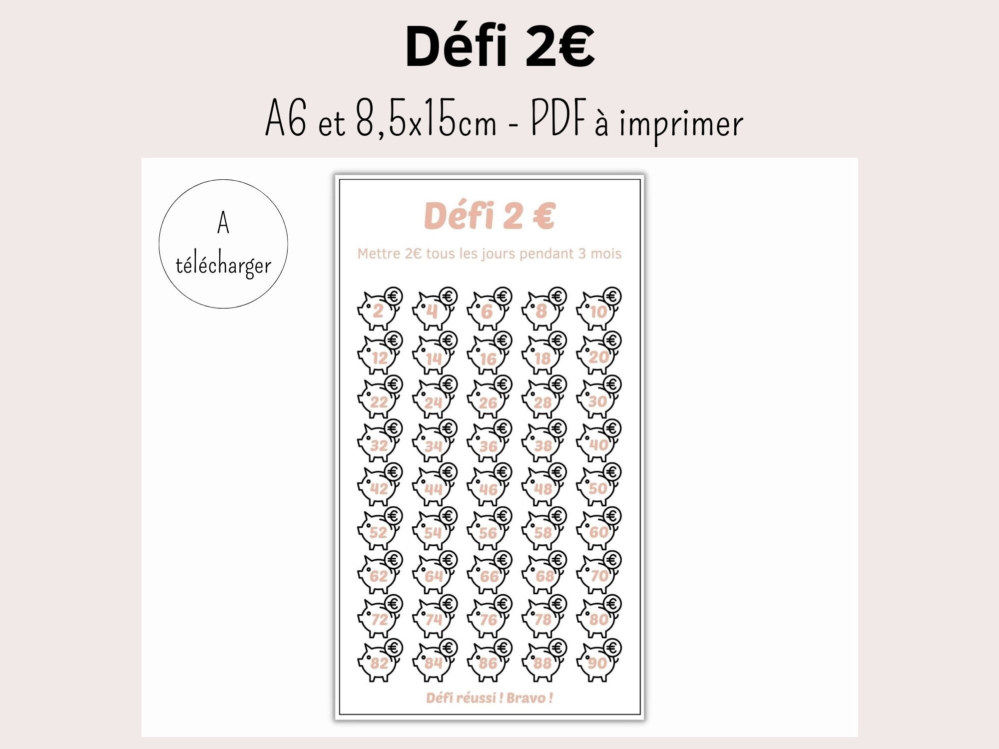 Fiche Défi 2 Euros Téléchargeable Pour économiser - Etsy Singapore