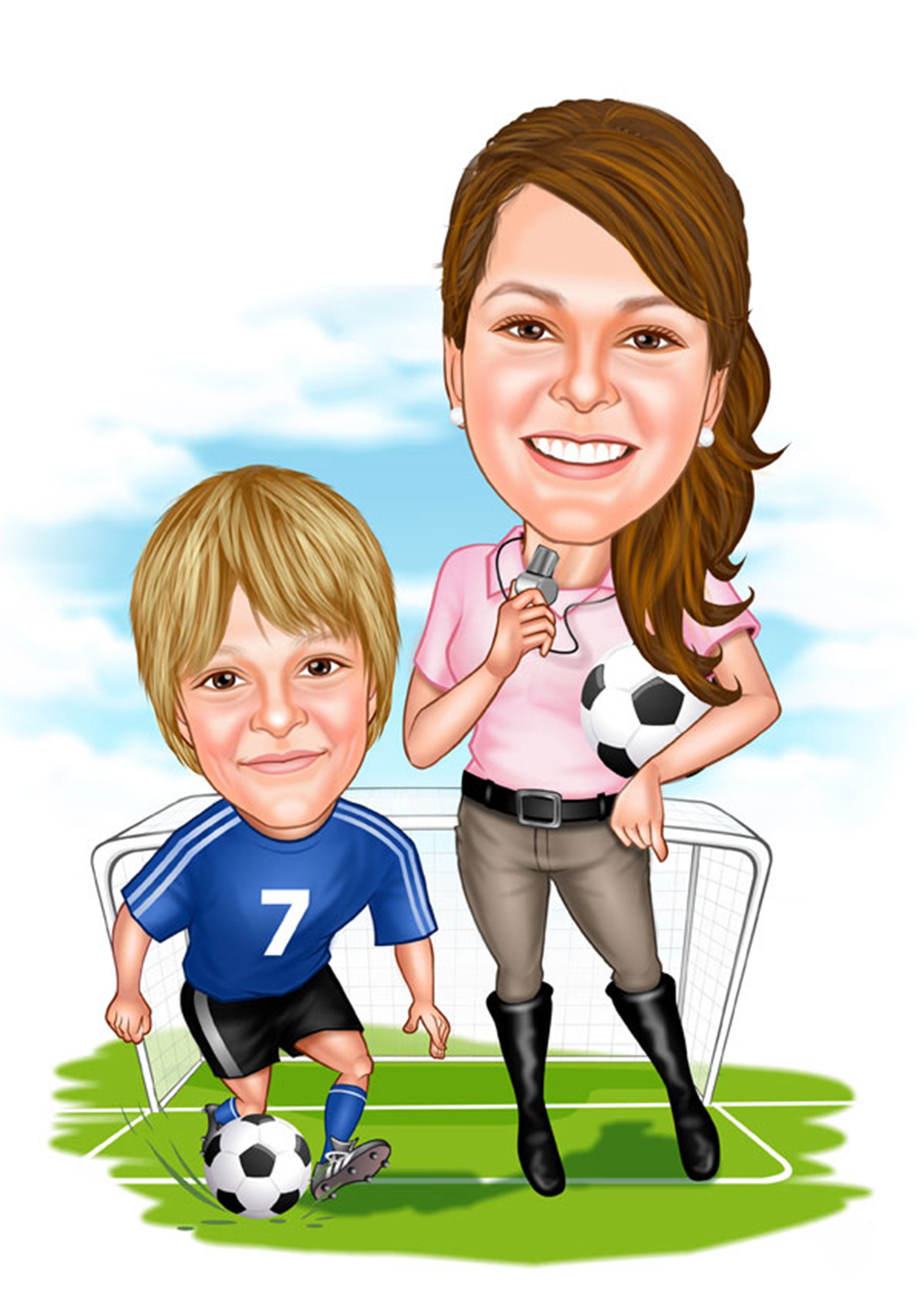 Personalized Mother & Son Caricature Custom Caricature - Etsy